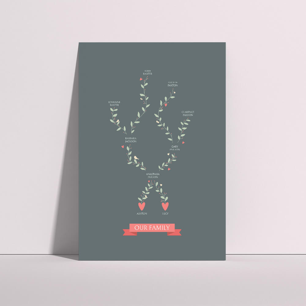 Single Branch Family Tree Print | Paper Heart Design